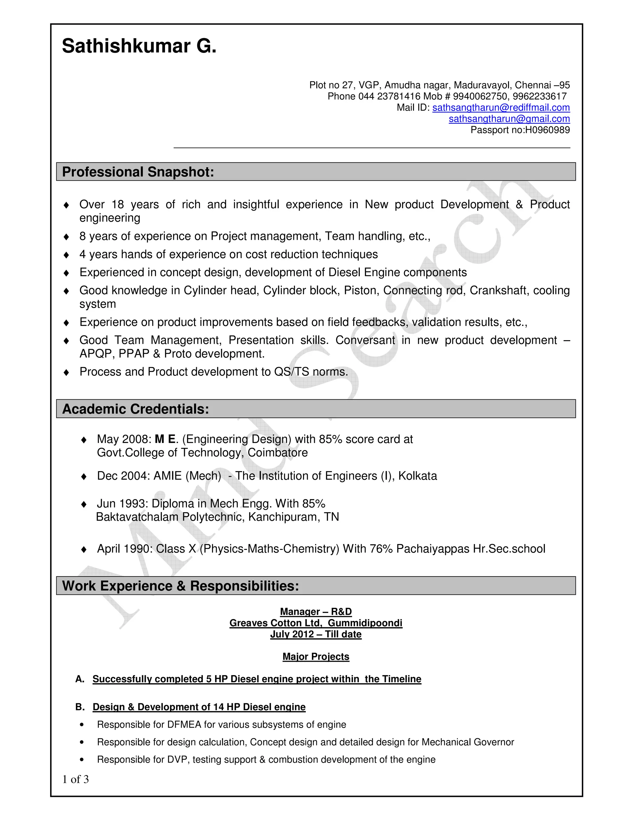 Sathish-CV | PDF | Civil Engineering Industry | Industries