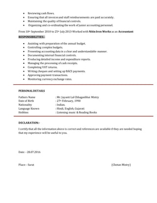 Chetan Mistry Presentation | DOCX