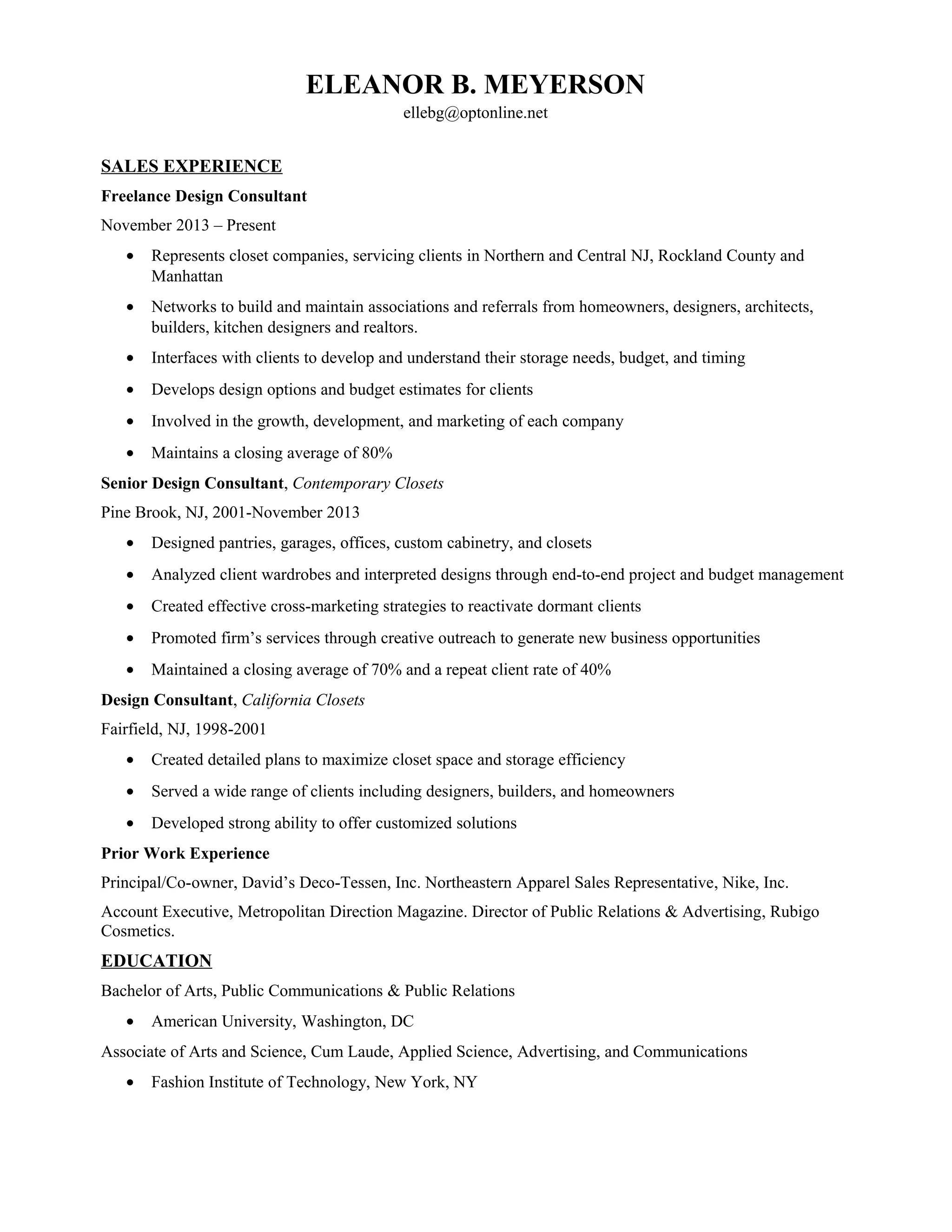 Eleanor Sales Resume 8-15 linkedin | DOC