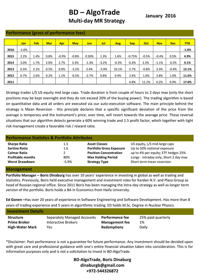 BD Algo- MR strategy | PDF