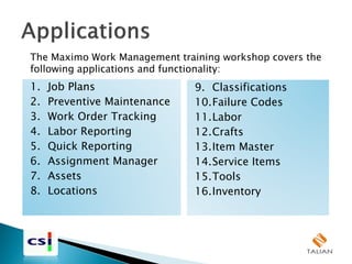 IBM Maximo Asset Management Training - Asset and Work Management for ...