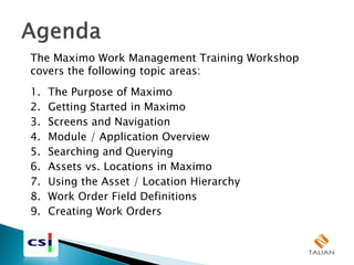 IBM Maximo Asset Management Training - Asset and Work Management for Chang Shin Indonesia | PPT