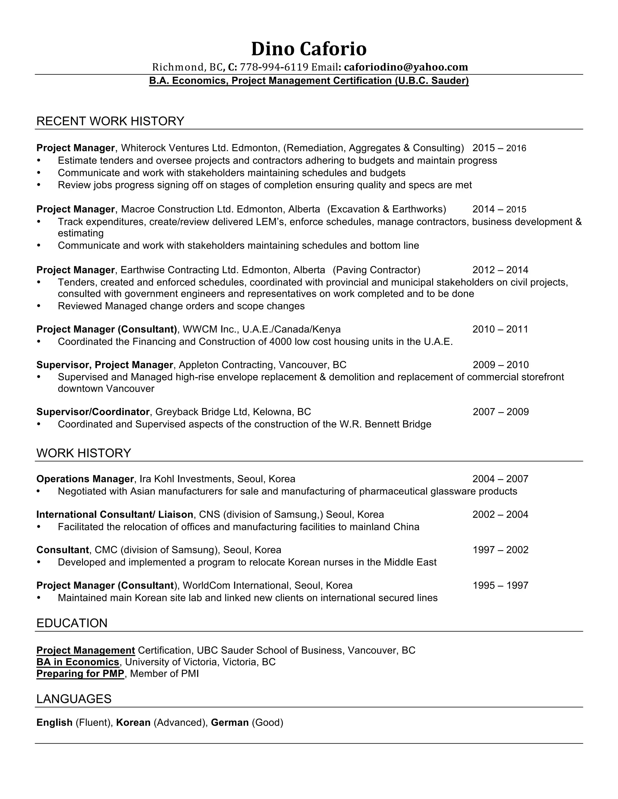 Dino 2016 Resume PDF | PDF