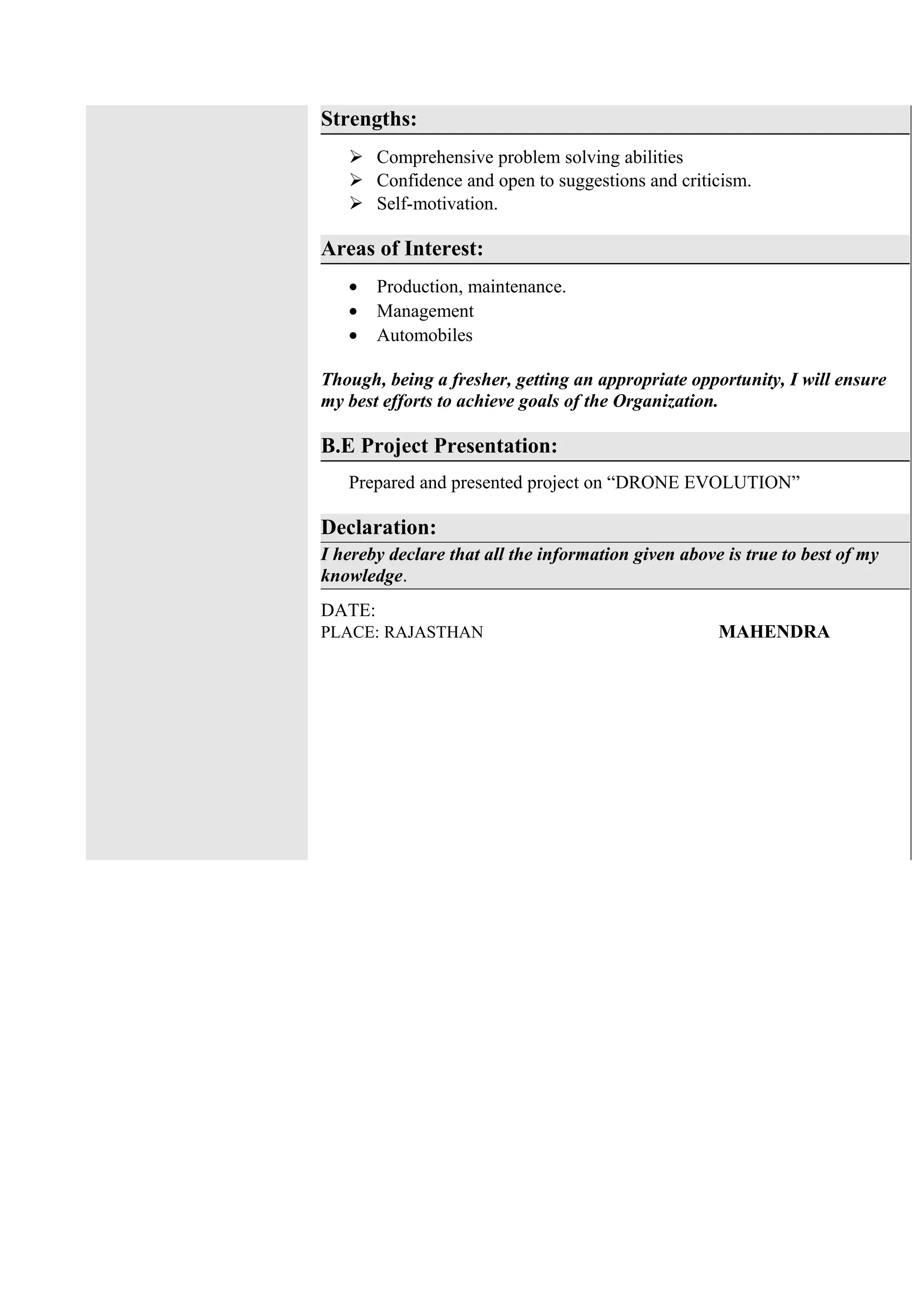 mahendra resume | DOC