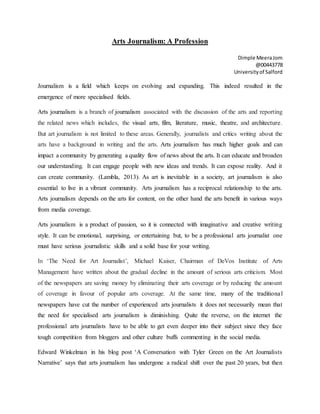 Arts Journalism | PDF