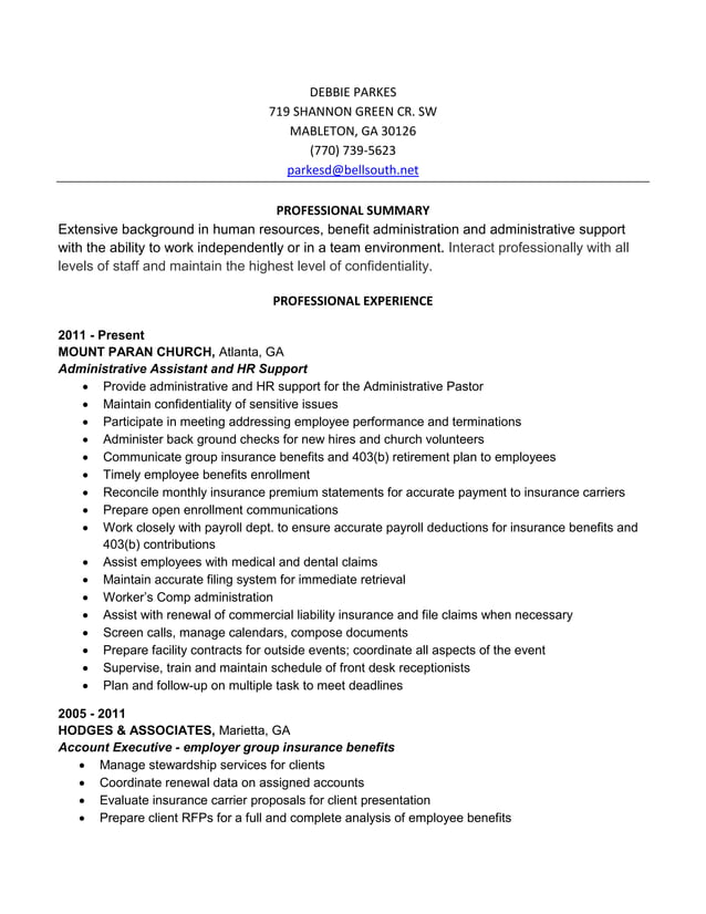 DEBBIE PARKES RESUME | PDF