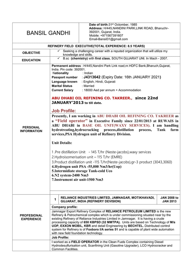 Bansil Resume field operator | PDF