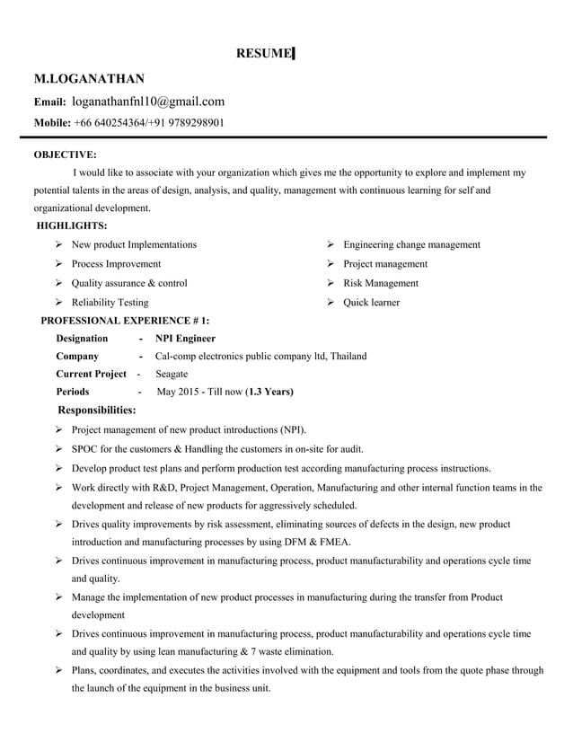 NPI Engineer_Resume | DOC | IT and Internet Support | Internet