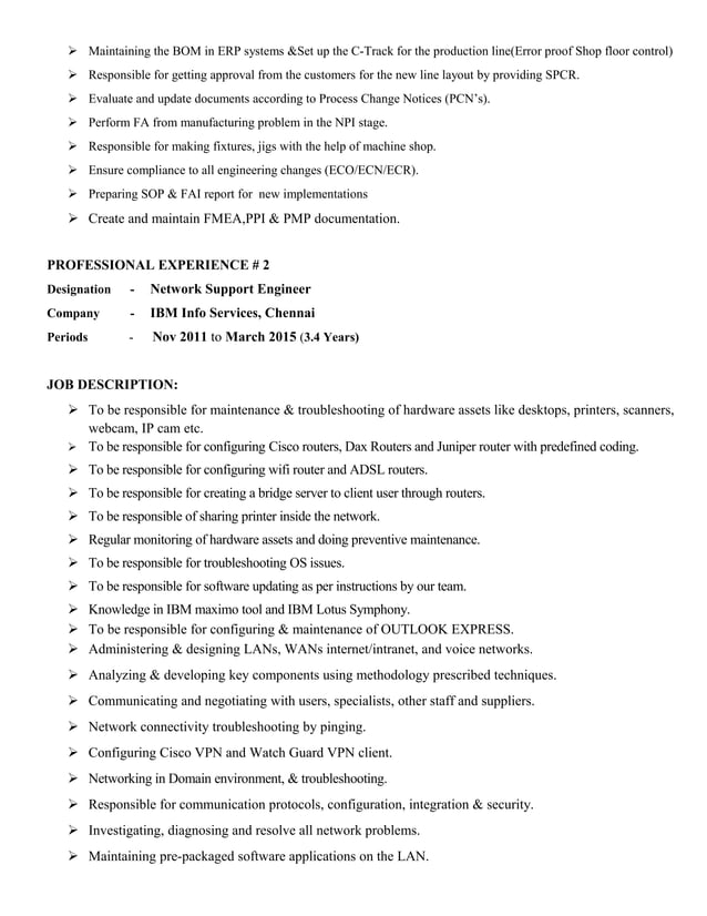 NPI Engineer_Resume | DOC | IT and Internet Support | Internet