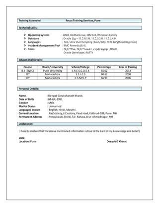 Deepak G Kharat_DBA | PDF