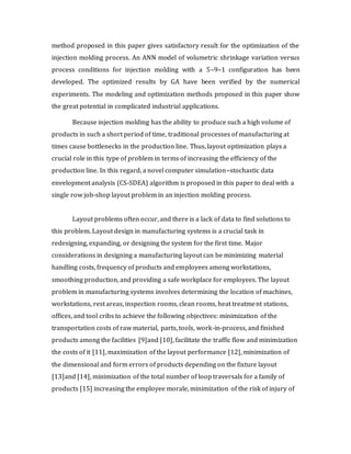 Optimization of Injection Molding Process-literature review | DOCX