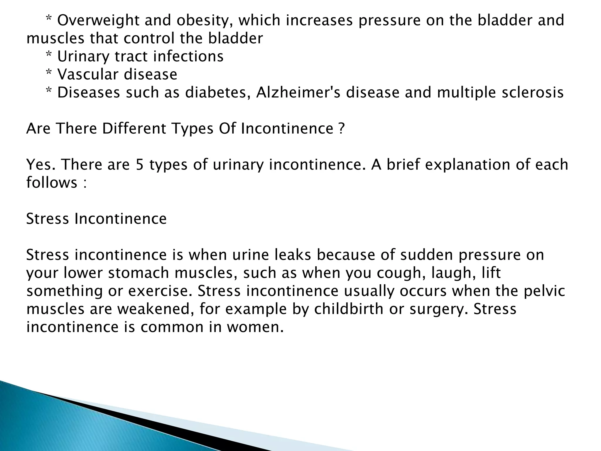 Diagnosis of Urinary Incontinence - Incontinence – Urology Surgery | PPTX