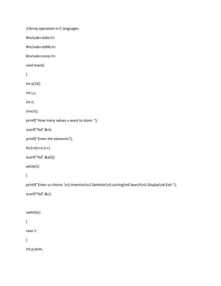 One dimensional operation of Array in C- language | DOCX | Programming ...
