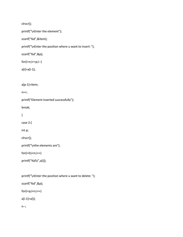 One dimensional operation of Array in C- language | PDF