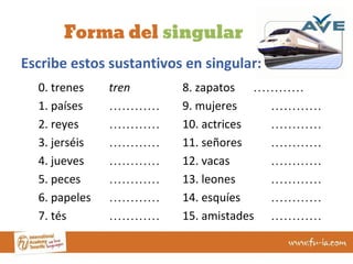 Los sustantivos en español: singular y plural - corregido | PDF