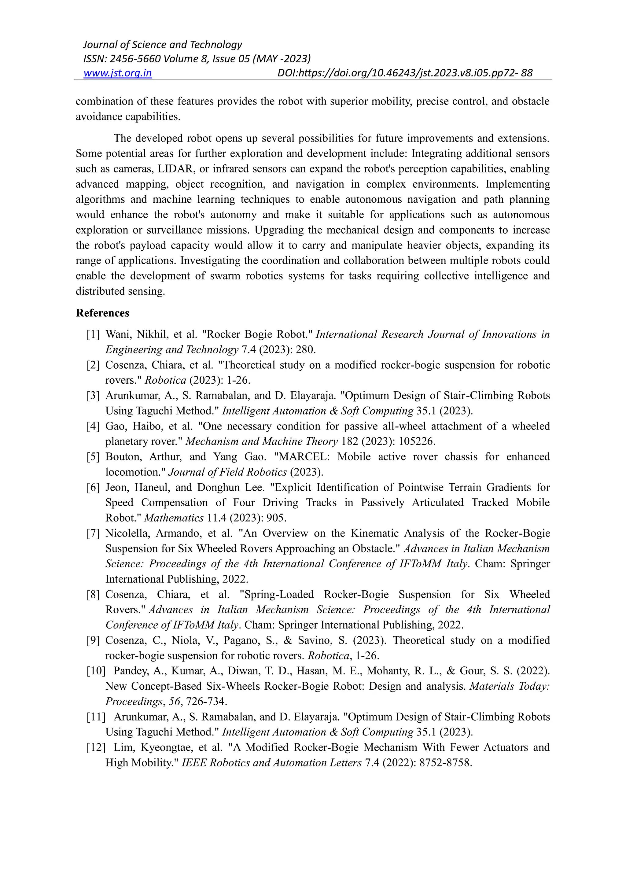 Design and Development of Six-Wheeled Robot with Rocker Bogie Suspension System | PDF
