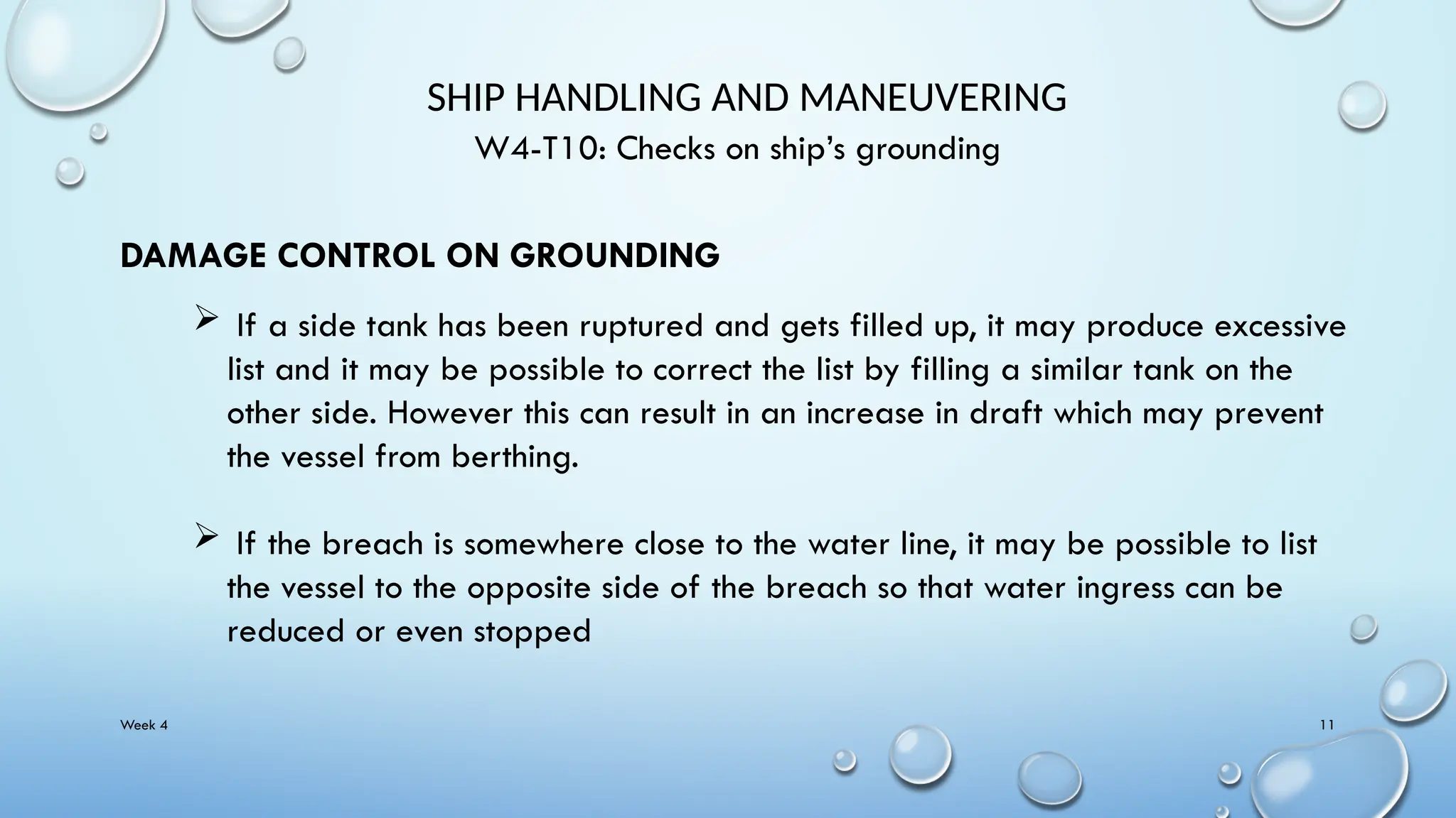 SHIP HANDLING AND MANUEVERING, Actions to be taken following a ...