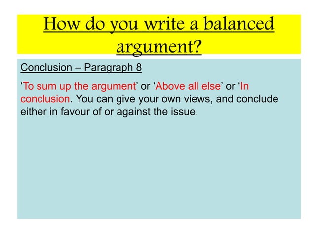 A1 How To Write Arguementative Writing | PPT