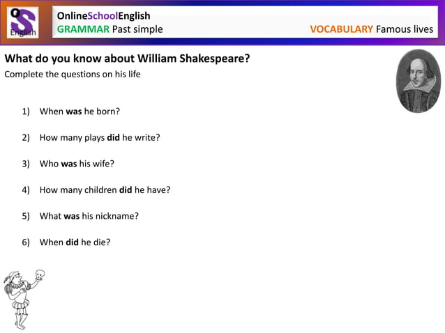 A1 Past simple - Shakespeare | PPT