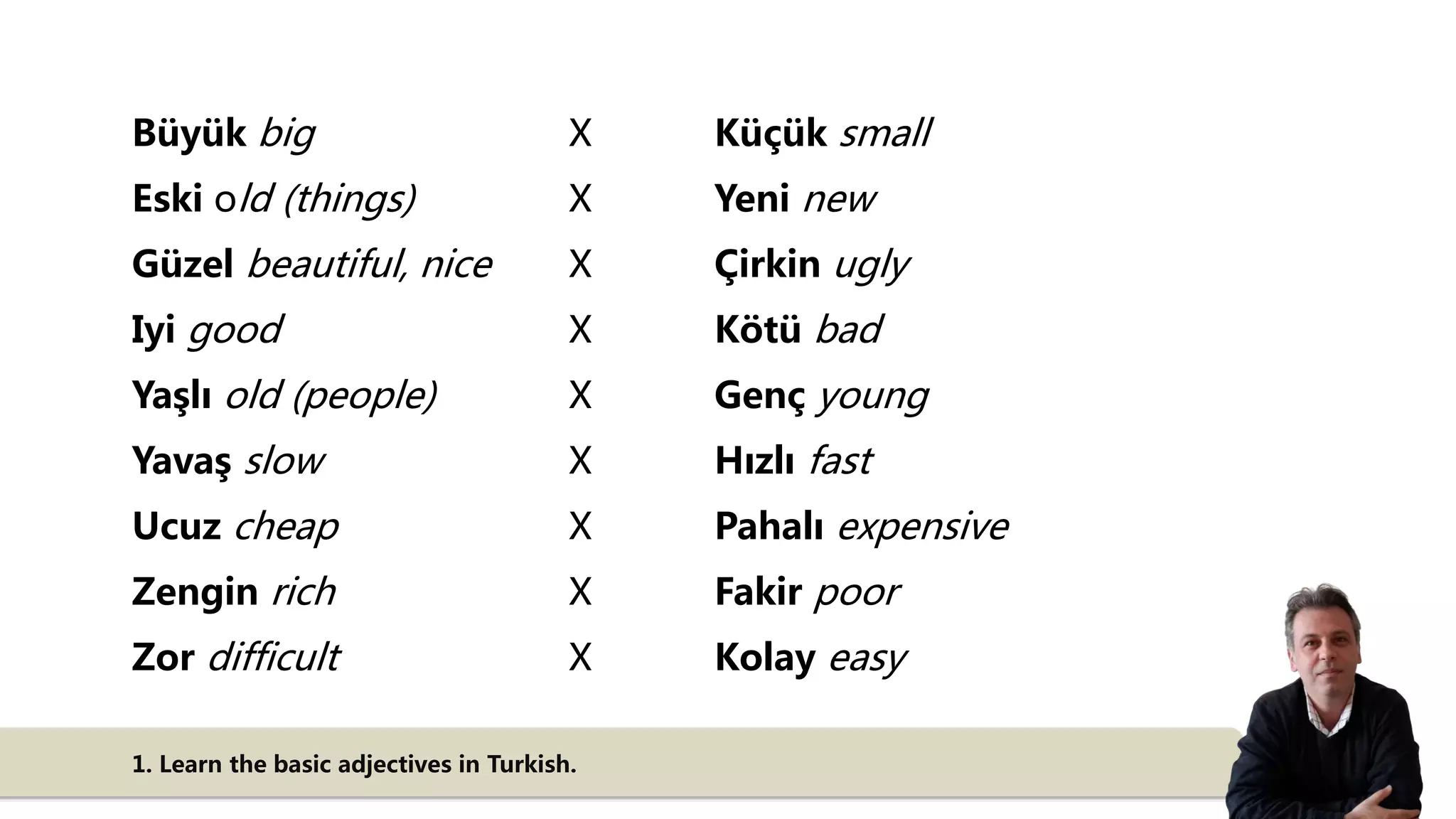 Turkish Grammar - Basic Adjectives | PPTX