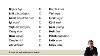 Turkish Grammar - Basic Adjectives | PPTX