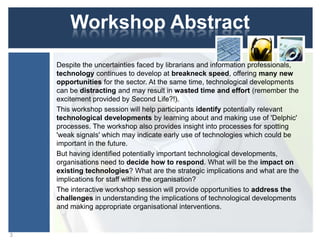 A1 Workshop introduction: Future Technologies and Their Applications | PPTX