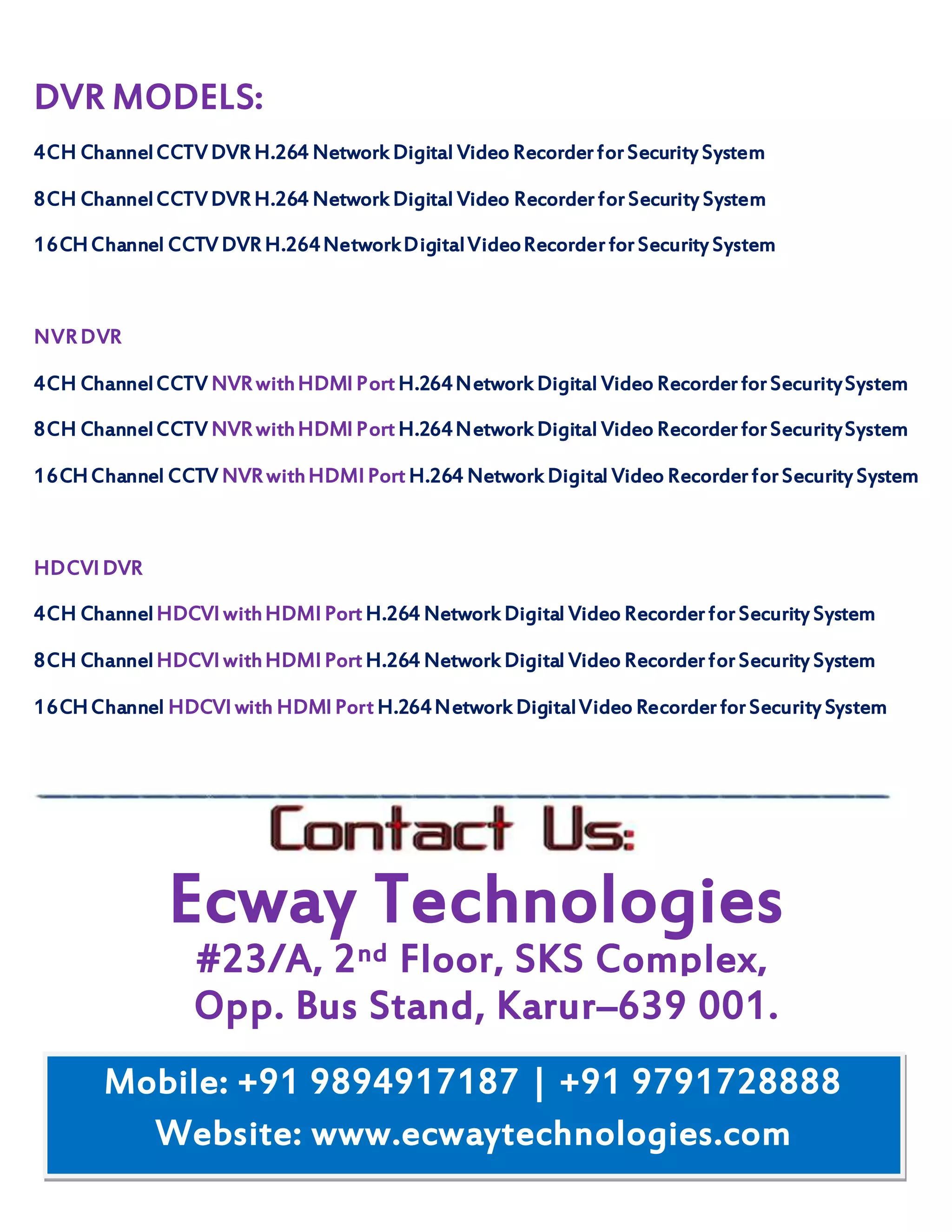 DVR CAMERA MODELS | PDF