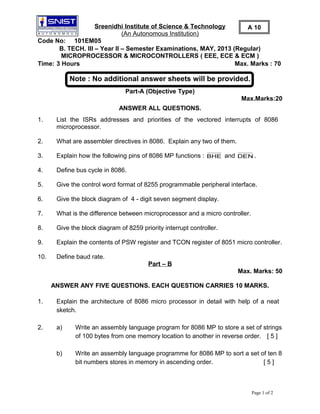 A10 microprocessor & microcontrollers ( eee, ece & ecm ) | DOC