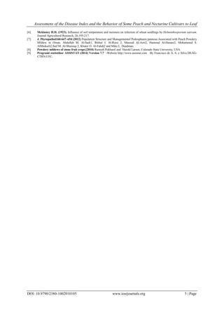 Assessmens of the Disease Index and the Behavior of Some Peach and Nectarine Cultivars to Leaf ...