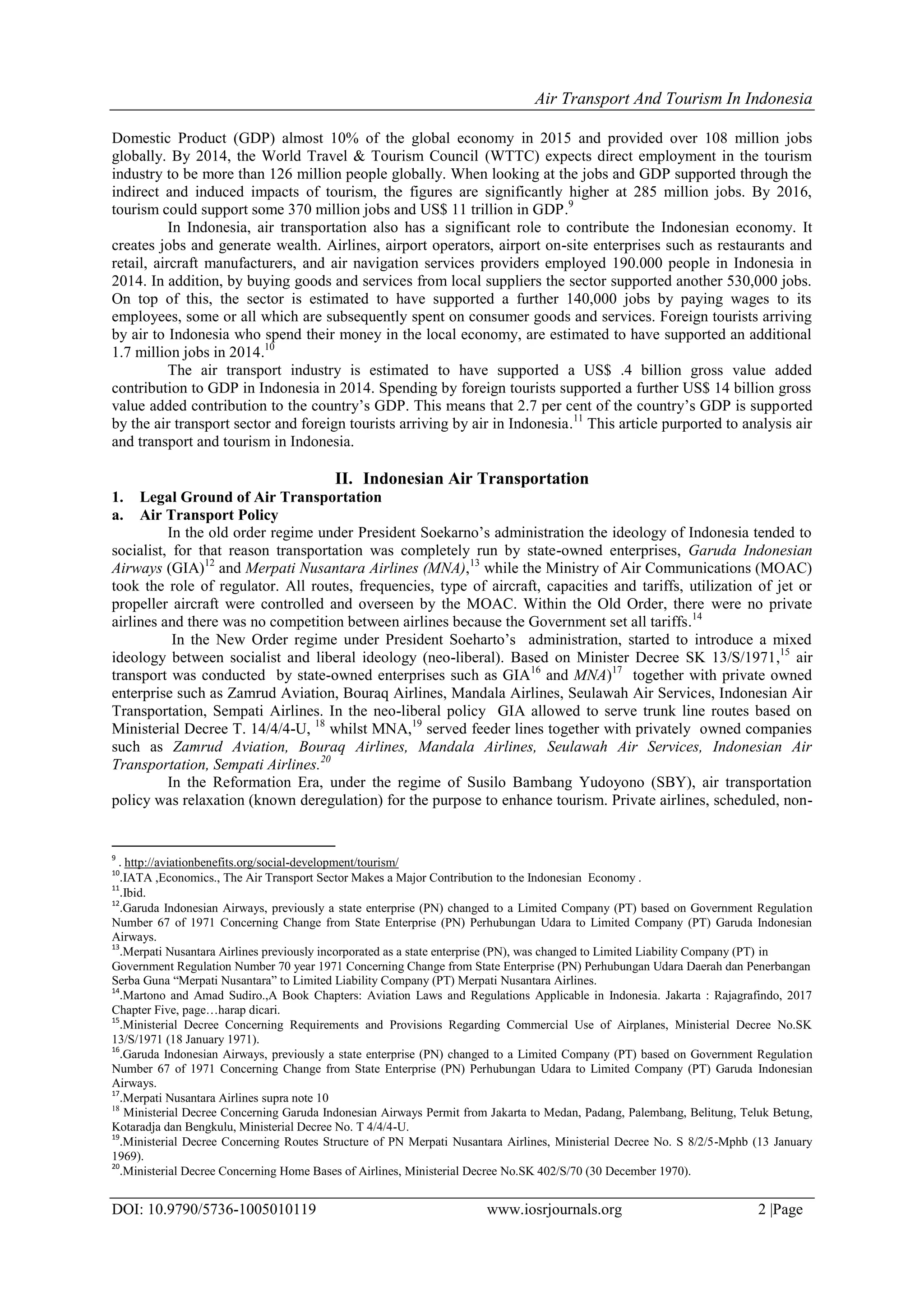 Air Transport and Tourism in Indonesia | PDF