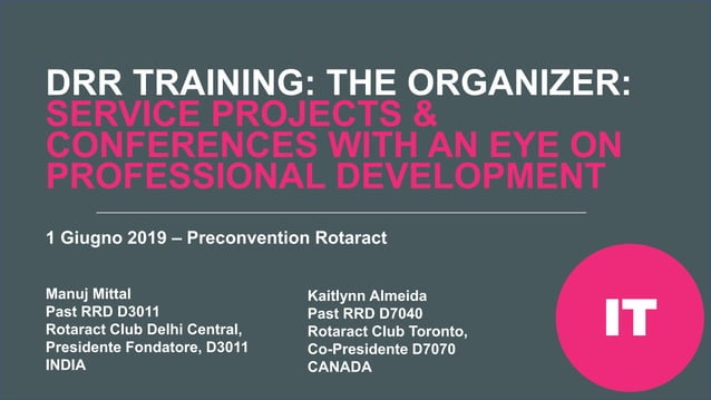 DRR Training: The Organizer - IT | PPT