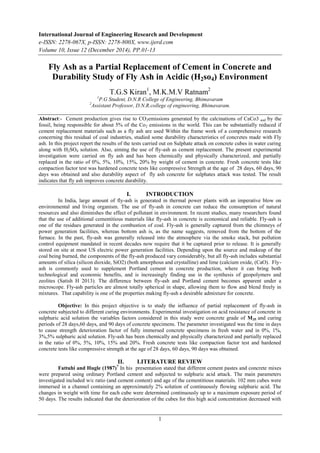 Fly Ash as a Partial Replacement of Cement in Concrete and Durability ...