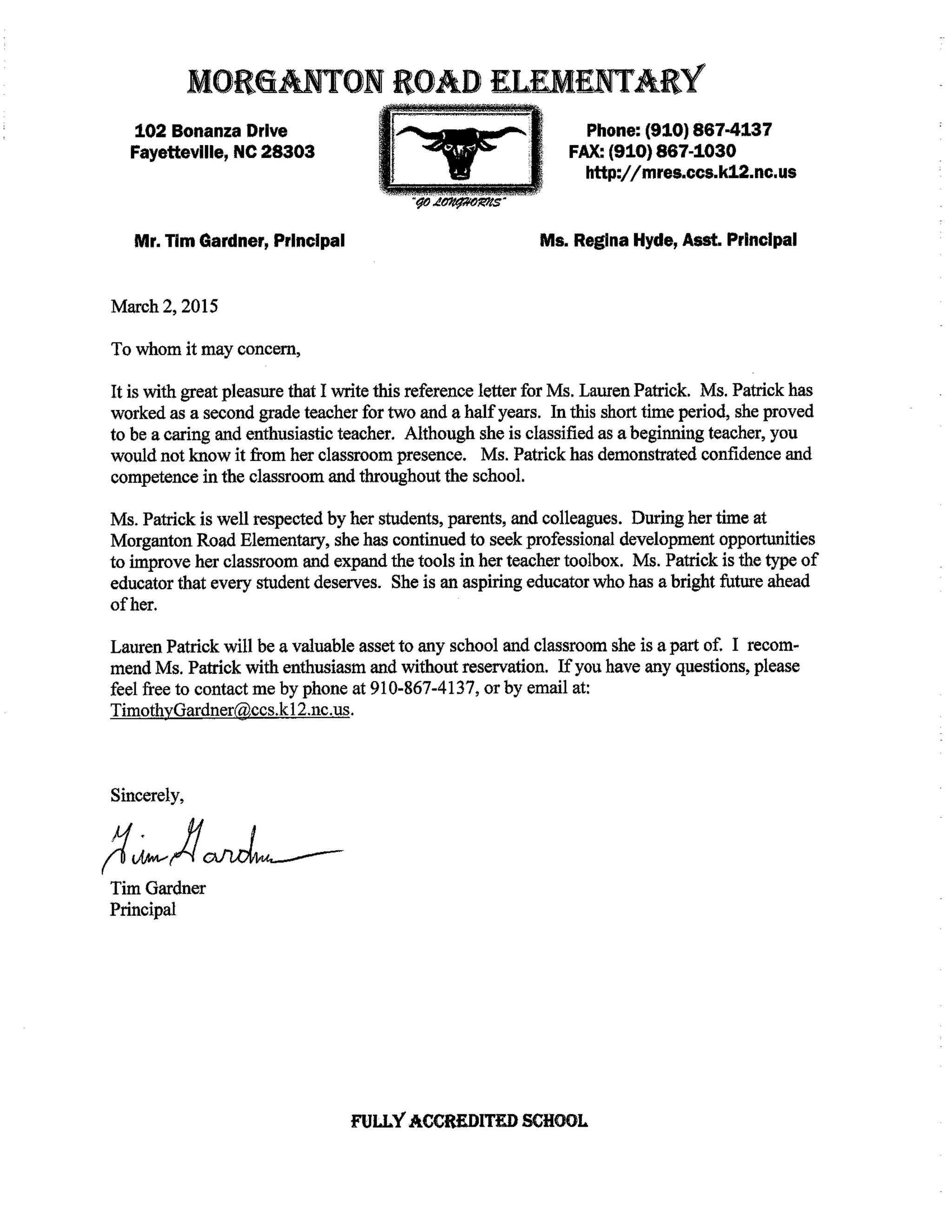 Lauren Patrick Letter of Recommendation 1 | PDF