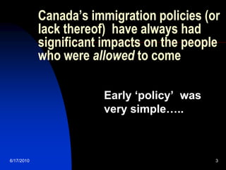 A10 history of canada immigration policy | PPTX