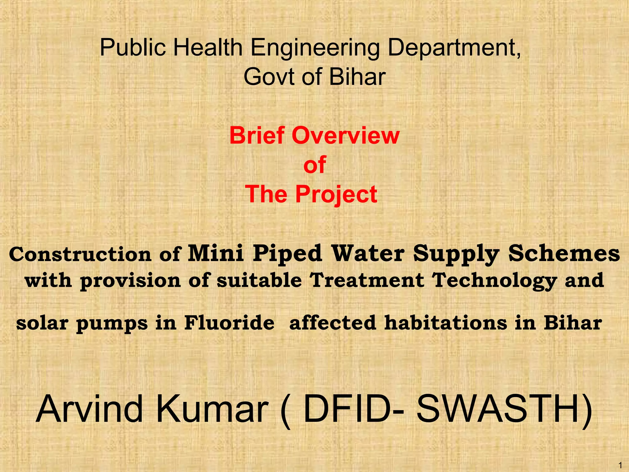 PPT on Mini Water Supply Scheme | PPT