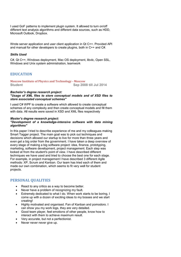 Dmitriy Elisov CV v2.1 | PDF