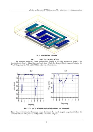 Design of Microstrip UWB Bandpass Filter using open-circuited resonators | PDF
