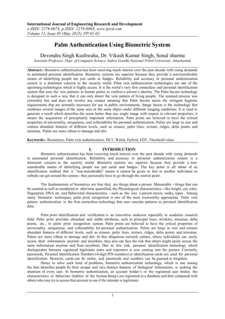 Palm Authentication Using Biometric System | PDF | Computing | Technology & Computing