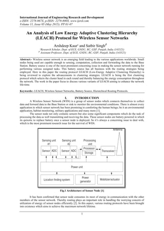 An Analysis of Low Energy Adaptive Clustering Hierarchy (LEACH) Protocol for Wireless Sensor ...
