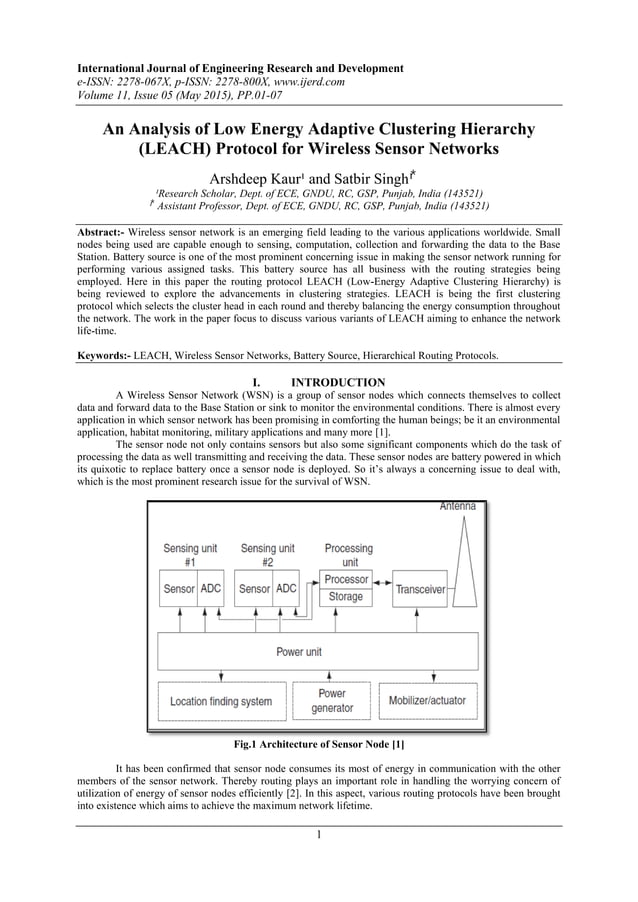 An Analysis of Low Energy Adaptive Clustering Hierarchy (LEACH) Protocol for Wireless Sensor ...