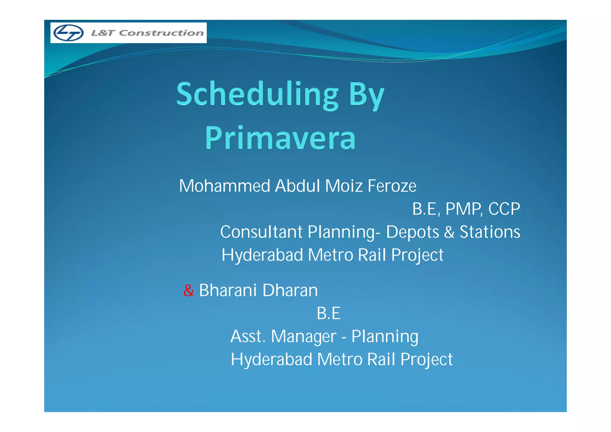 Scheduling by Primavera - Training | PPT