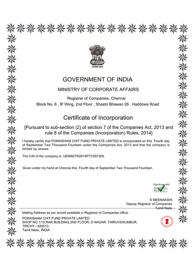 Certificate Of Incorporation | PDF