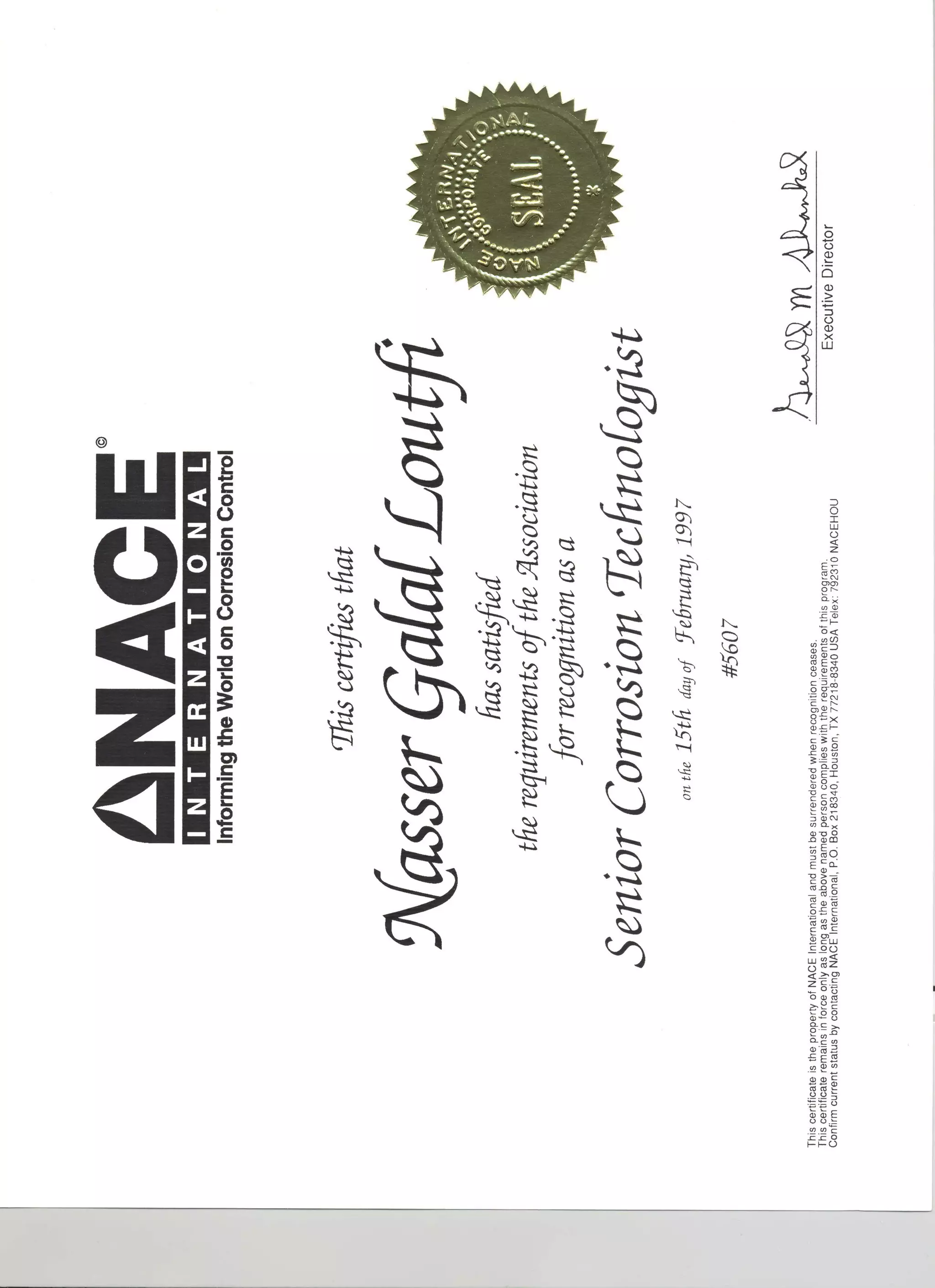 Nasser's NACE Snr. Corrosion Cert. | PDF