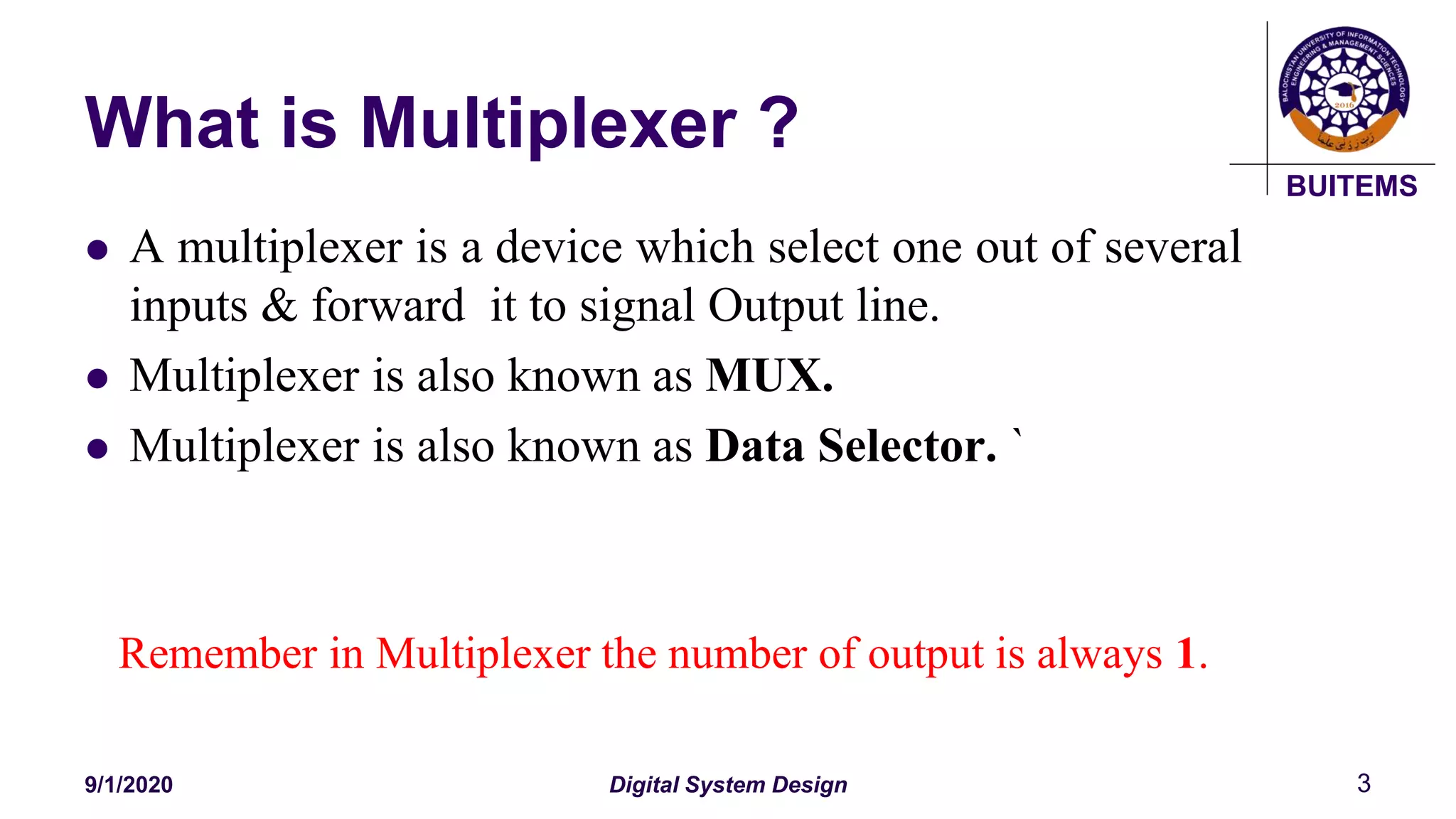 What is Multiplexer? Two Channels Multiplexer | PPTX