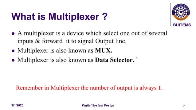 What is Multiplexer? Two Channels Multiplexer | PPTX | Technology & Computing
