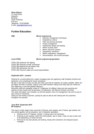 Oliver Balmer CV | PDF