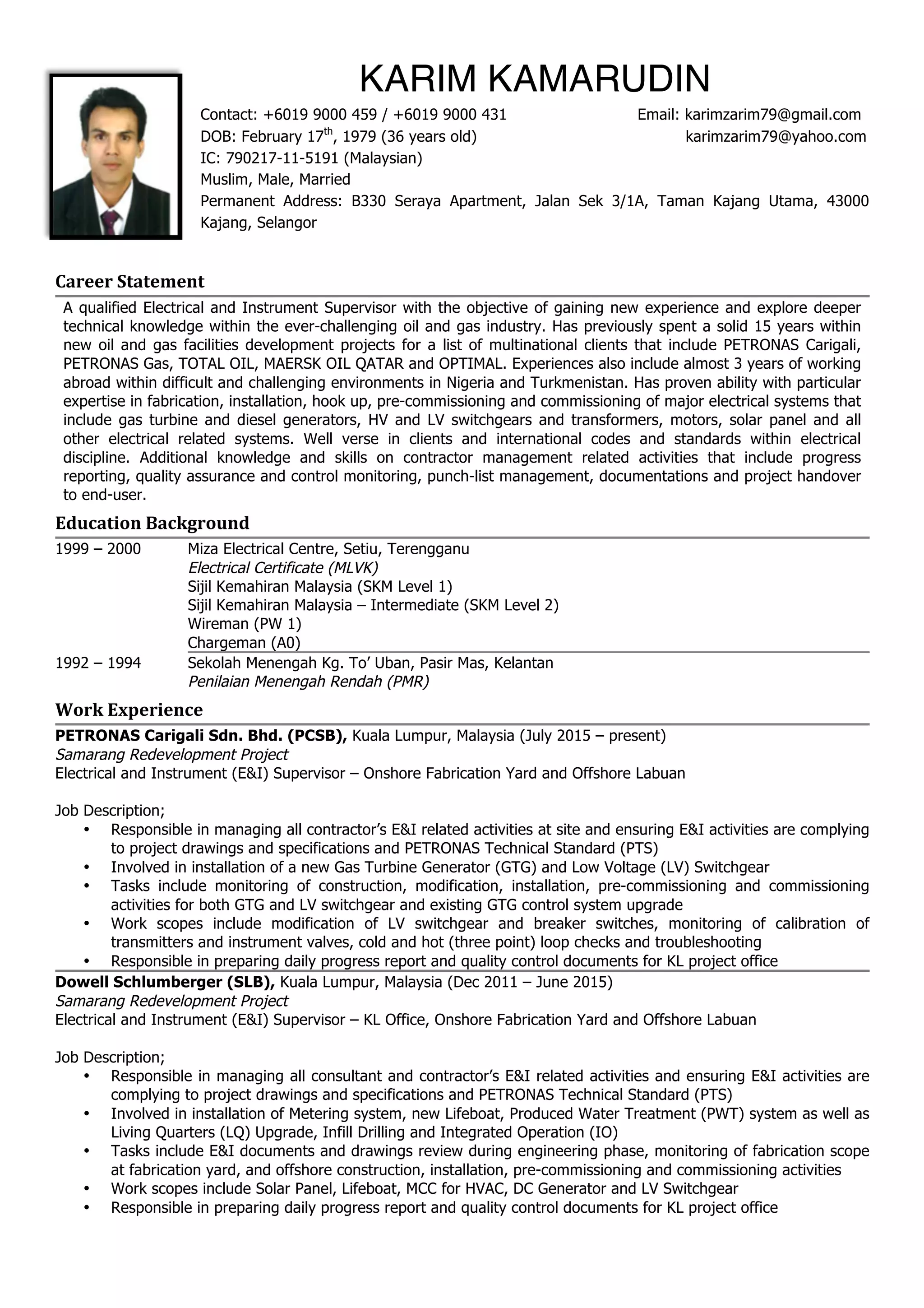 CV - Karim Kamarudin - Oct 15 | PDF