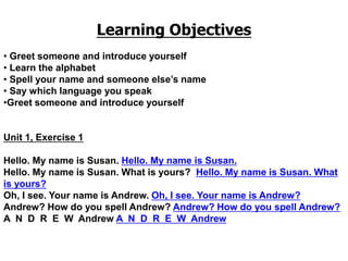 A 1.1 English For Very Beginners | PPTX