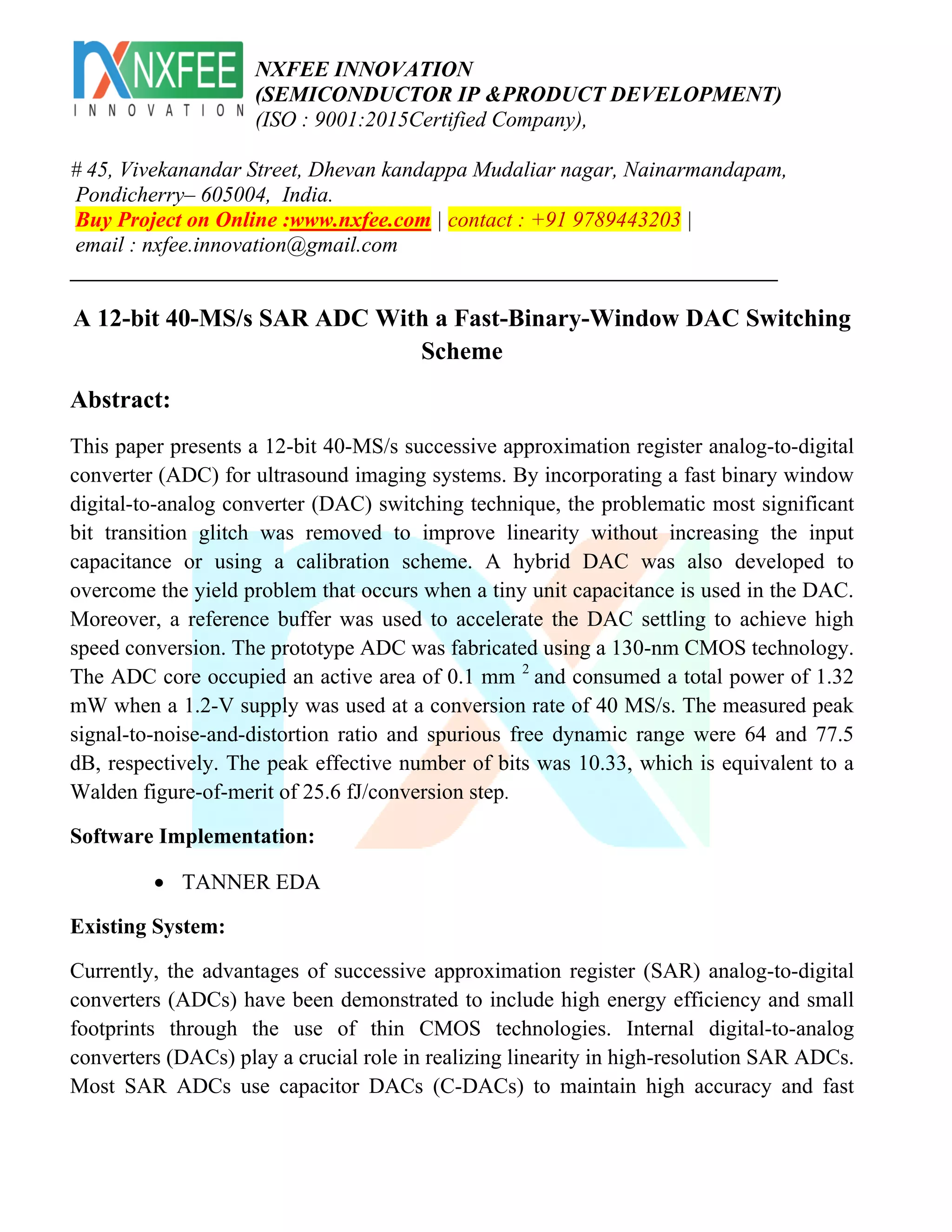 A 12 Bit 40 Ms S Sar Adc With A Fast Binary Window Dac Switching Scheme Pdf