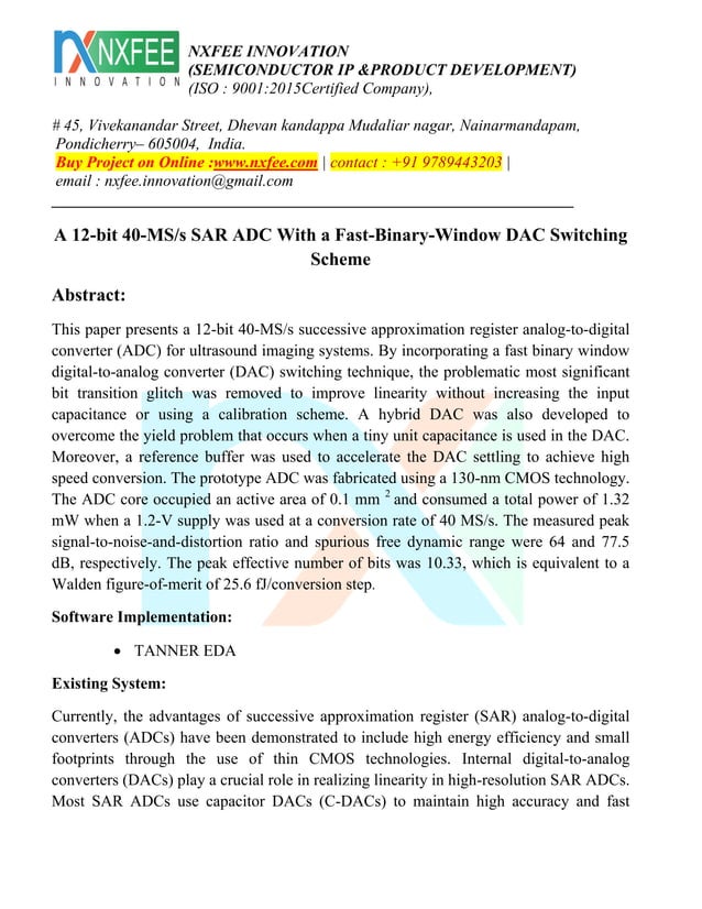 A 12 bit 40-ms s sar adc with a fast-binary-window dac switching scheme | PDF